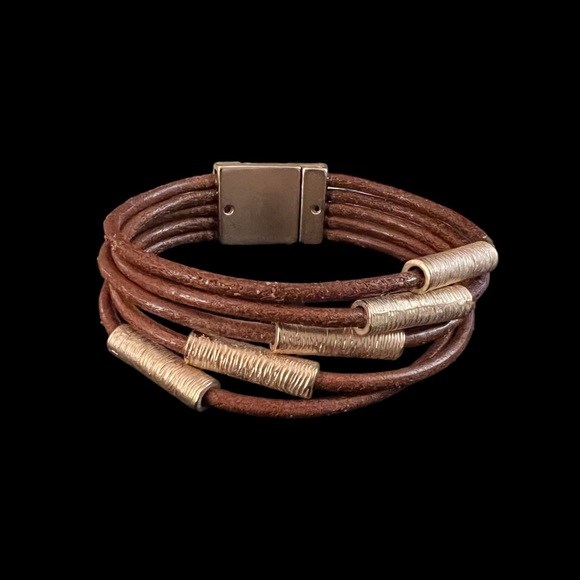 SAACHI | Jewelry | Saachi Brown Leather Bracelet | Poshmark